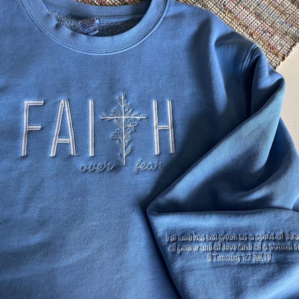 Custom Bible Verse Embroidered Crewneck Sweatshirt | Minimal Neutral ...