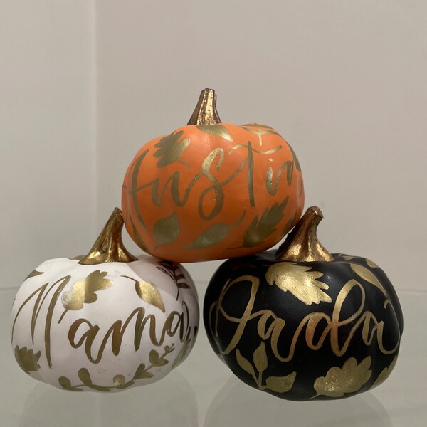 Personalised Pumpkin - Hand-painted Calligraphy Mini Pumpkins - Mini ...