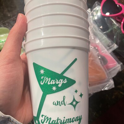 Margs and Matrimony Bachelorette Party Cups, Cabo Bachelorette Favors ...