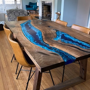 Walnut Round Epoxy Game Table Walnut Epoxy Gamble Table - Etsy