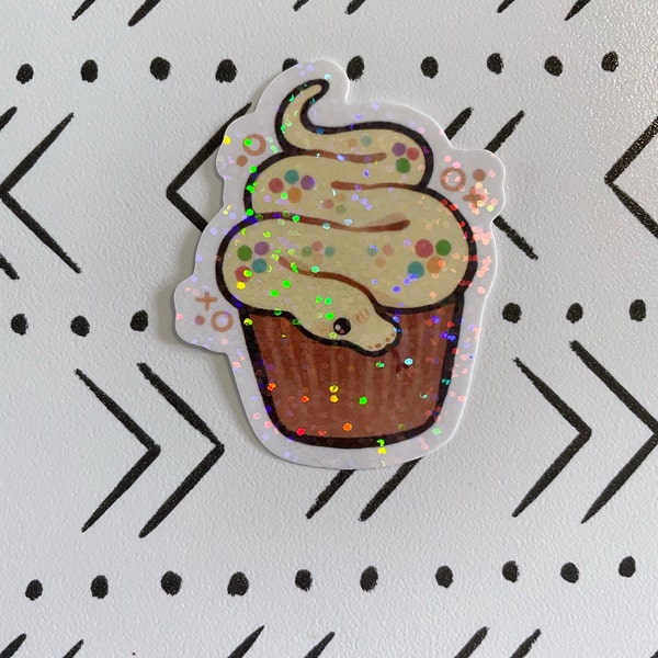 Holographic Cupcake Snake Sticker / Cup-snake Sticker / Cute Ball Python Stickers / Laptop ...