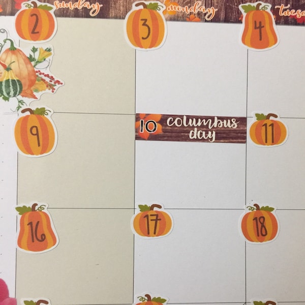 Pumpkin Date Covers Planner Stickers - Halloween Countdown Stickers ...