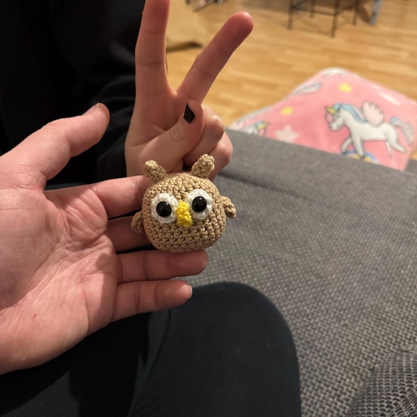 2 Inches Owl Keychain Crochet Pattern, Simple Easy Mini Amigurumi ...