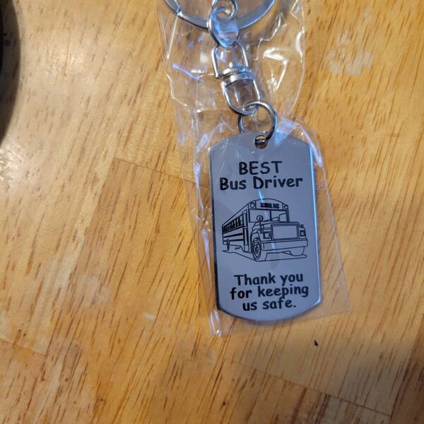 Bus Driver Keychain Engraved Stainless Steel, Thank You for Keeping Us ...
