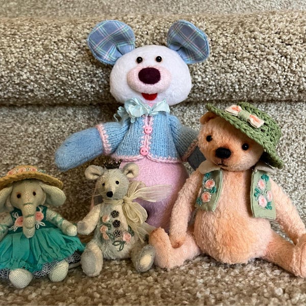 Mini Rat Teddy Mouse Stuffed With Sawdust Animal Figurine in Vintage ...