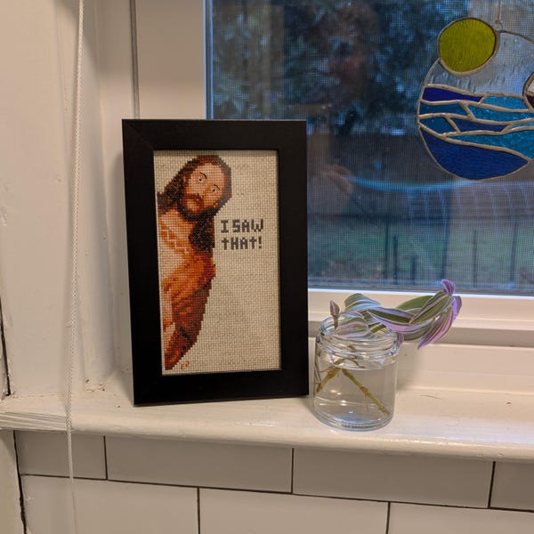 Peeking Jesus I Saw That Cross Stitch Pattern | Funny Christ Xstitch ...