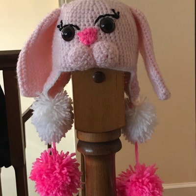 Crochet Bunny Hat Pattern. Easy, Sweet Rabbit Earflap Beanie Instant ...