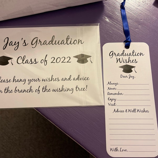 Set of 8 Graduation Party Wishing Tree Tags / Wishes for the Graduate ...