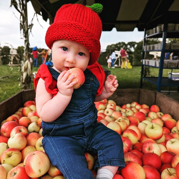 Red Apple Hat - Baby, Toddler and Child Size Beanie - Hand Knit Hat - Etsy