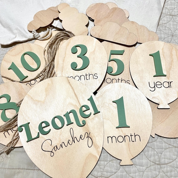 Wooden Baby Monthly Milestones, Wooden Milestones, Photo Props, Rainbow ...