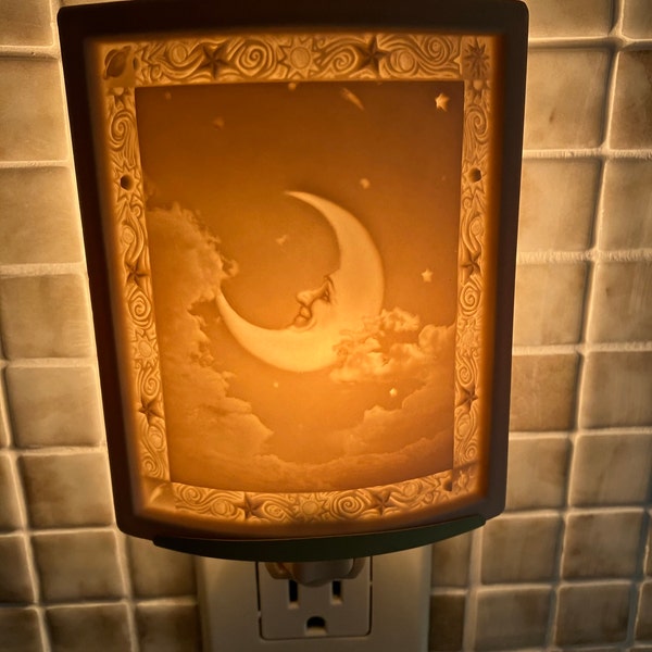 Moon Night Light - Porcelain Lithophane "man in the Moon" Moon, Clouds ...