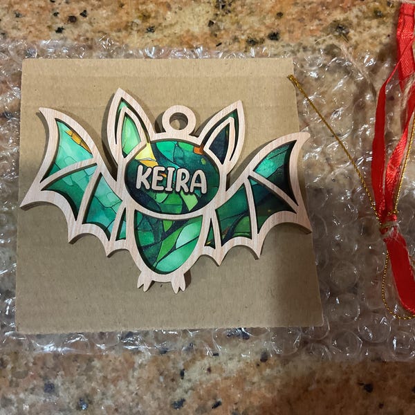 Personalized Bat Layered Wood Ornament, Custom Bat Christmas Tree ...