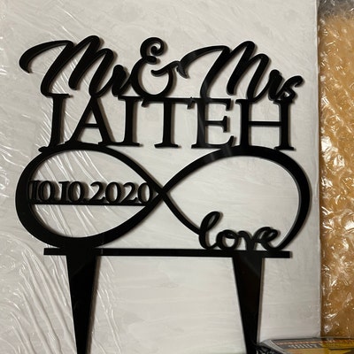 Infinity Symbol With Love, Mr and Mrs Cake Topper, Personalized With ...