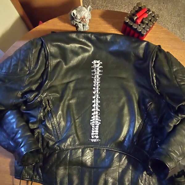 Spine Back Patch • Goth Patch • Patch Bone • Large Patch • Embroidered Patch • Skeleton • Horror ...