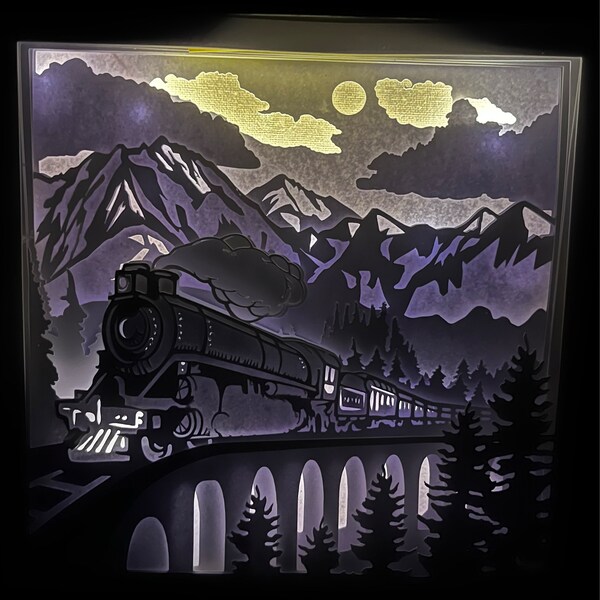 3d Old Train Silhouette, Shadow Box Templates, Paper Cut, Files for ...
