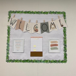 BOHO VIBES Bulletin Board Banners Neutral Classroom Bunting Editable ...