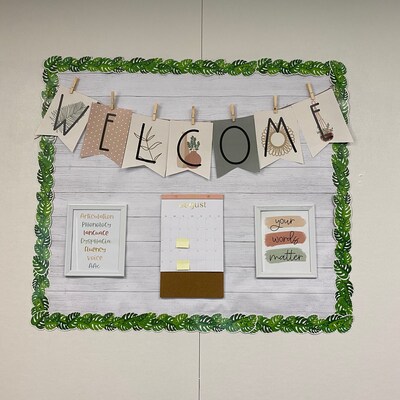 BOHO VIBES Bulletin Board Banners Neutral Classroom Bunting Editable ...