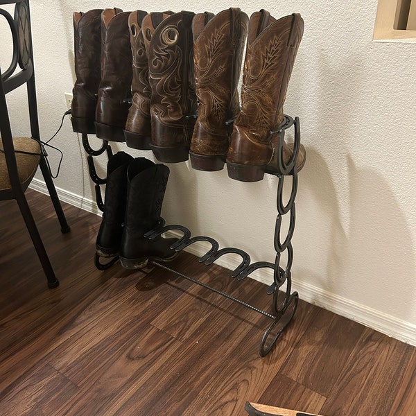 Boot Rack, Horseshoe Decor, Horseshoe Art, Western Decor, Horseshoe ...