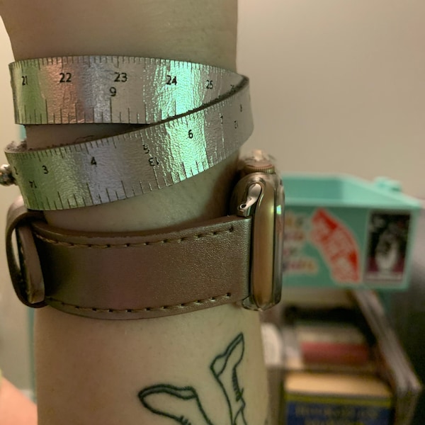 WRIST RULER Silver | Tape Measure Bracelet | Leather Cuff | Leather ...