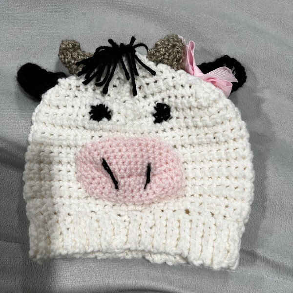 Cow Crochet Hat Pattern - Instant PDF Download, Multiple Sizes for the ...
