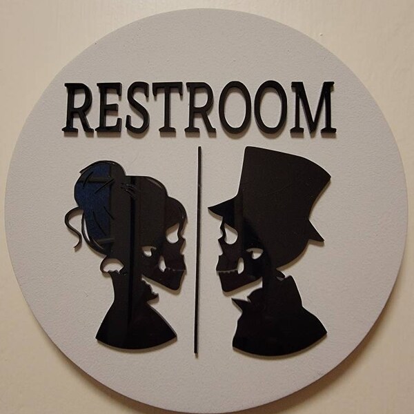 Halloween Decor / Restroom Sign / Spooky Sign /skeleton Decor ...