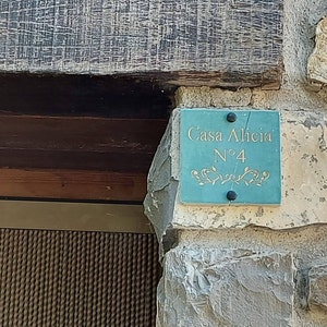 Engraved Turquoise Ceramic Wall Tile Address Sign Irish Handmade Square ...