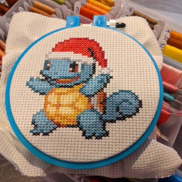 Christmas Squirtle Cross Stitch Pattern - Pokemon Inspired - Etsy UK