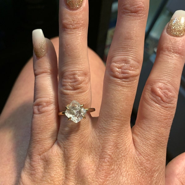 Raw Rose Gold Herkimer Diamond Ring/gorgeous Rough Uncut Herkimer ...