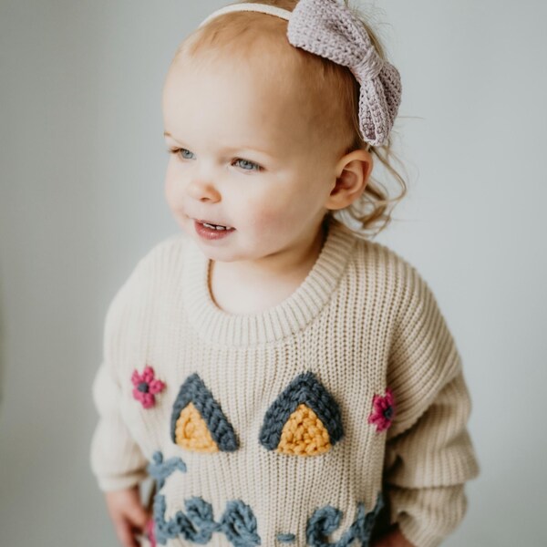 Hand Embroidered Birthday Sweater: "two-ey" Theme Knit Top - Etsy