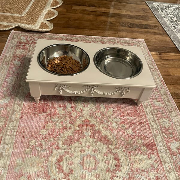 Rustic FARMHOUSE Elevated Pet Feeder Dog Cat HUMAN Grade Stainless ...