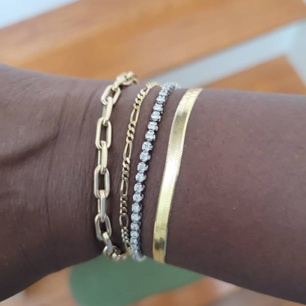 14k Gold Large Open Link Chain Bracelet - Etsy