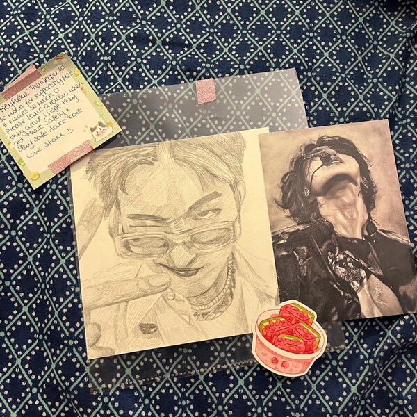 Kim Hongjoong ATEEZ Pencil Drawing Sketch Original Artwork A5(approx ...