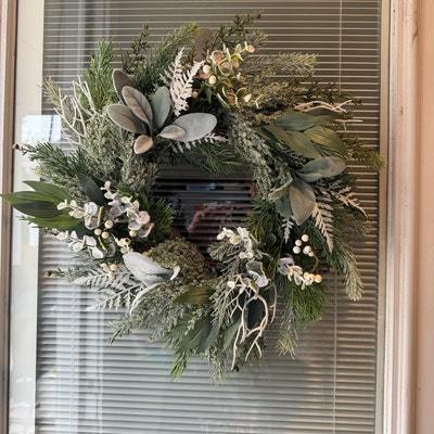Everyday Neutral Wreath, Farmhouse Year-round Greenery Wreath for Front ...