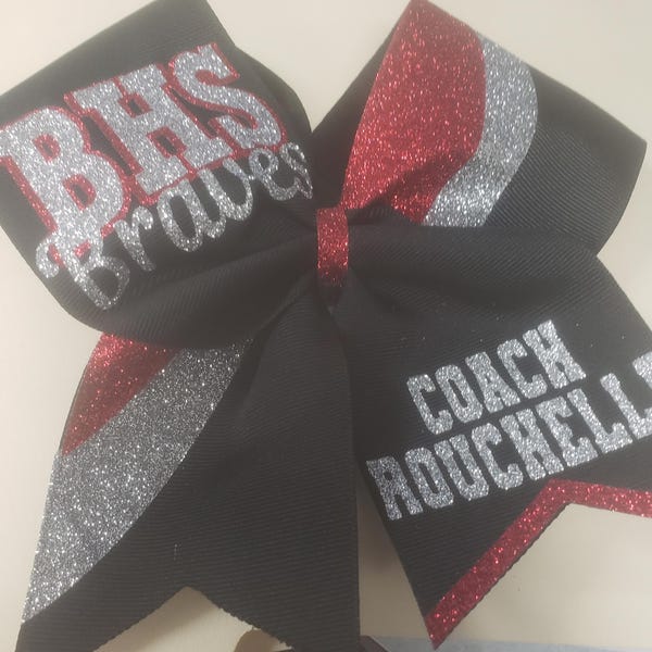 Black and Gold Cheer Bow, Custom Team Squad Bows, Great Sideline School ...
