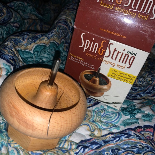 Spin and String Mini Bead Stringing Tool, Wooden Bead Spinner With Needle, Only One per Order ...