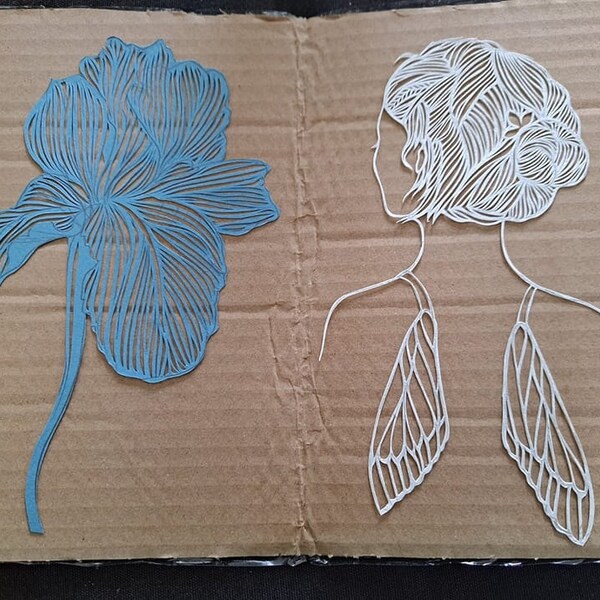 Paper Collage Art " Flowers " Paper Cut Collage, Original Paper Cutting ...
