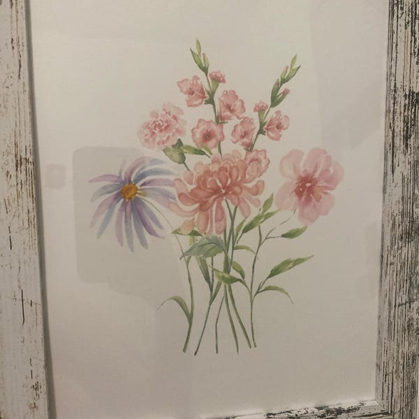 Personalized Watercolor Birth Month Flower Bouquet Print, Floral ...