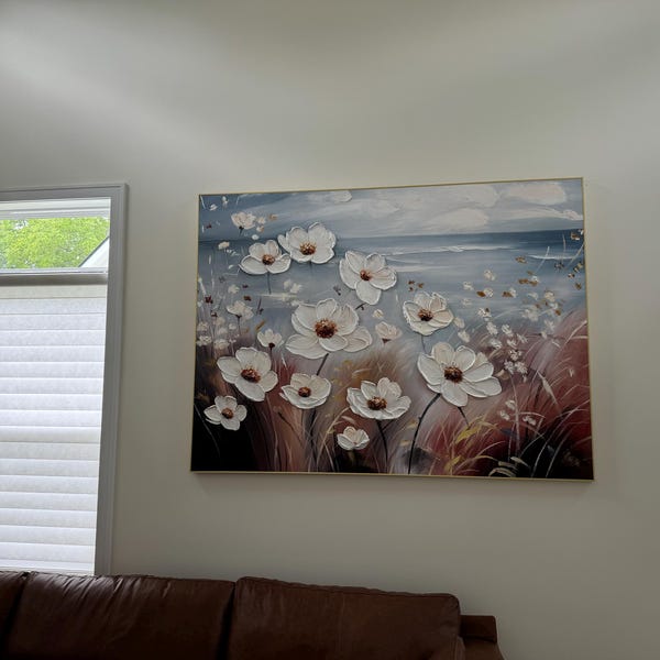 Dreamy Blooms Art Neutral Tones Flower Painting on Canvas Pastel Floral ...