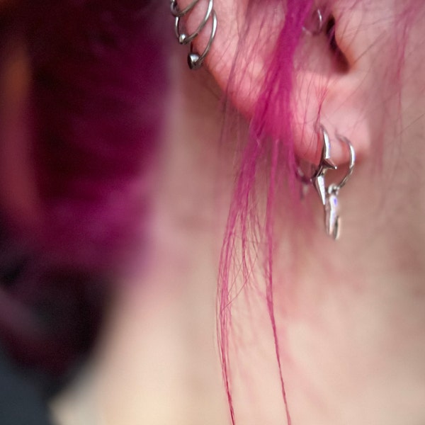 Set 4 Earring Set Jewelry Set Earring Bundle Blue Moon Hoops Crescent Moon Hoop Lock Earrings ...