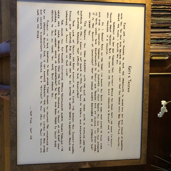 Framed Handwriting Sign, Copy of Actual Handwriting, Handwritten ...