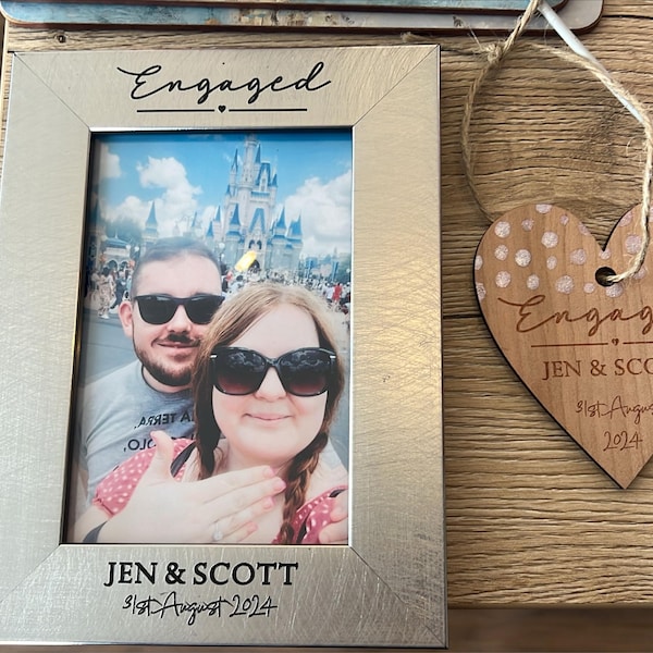Engagement Photo Frame & Plaque, Engagement Gift, Personalised Gift for ...