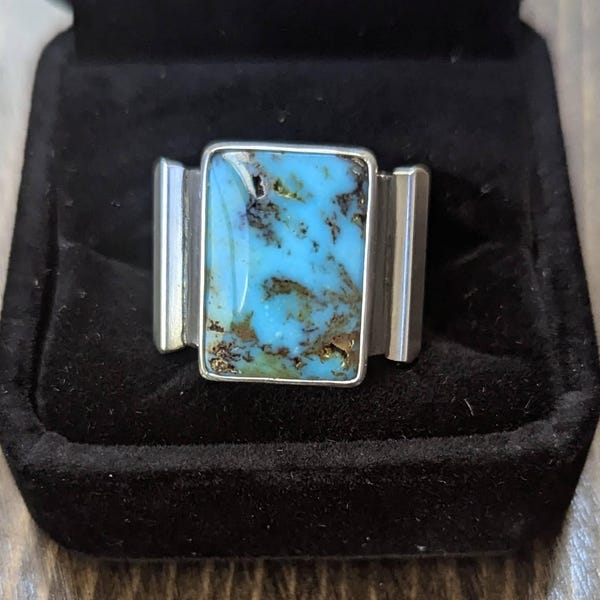 Beth Dutton Inspired Turquoise and Sterling Silver Large Statement Ring ...