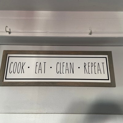 Kitchen Sign // Cook Eat Clean Repeat // Farmhouse Kitchen - Etsy Canada