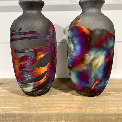 Mizu Raku Pottery Bowl HC Modern Boho Rainbow Wall Art - Etsy