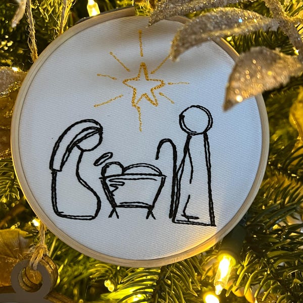 Nativity Embroidered Hoop Ornament - the Weary World Rejoices - Etsy