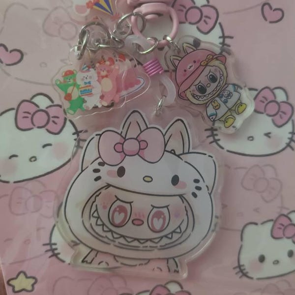 Labubu Popmart Double Sided Acrylic Phone Charm Keychain Bagcharm - Etsy