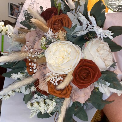 Terracotta and Rust Boho Wedding Bouquets Terracotta and Ivory Bouquet ...