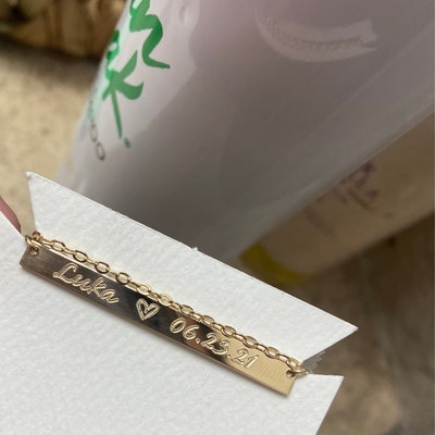 Custom Coordinates Necklace, Engraved Coordinates Bar Necklace ...