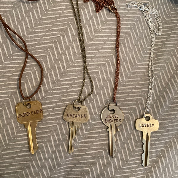 Stamped Key Necklace - YOU Choose the Key and Necklace! - Multiple ...