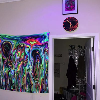 Acid Rain blacklight Trippy Tapestry Psychedelic UV Reactive ...